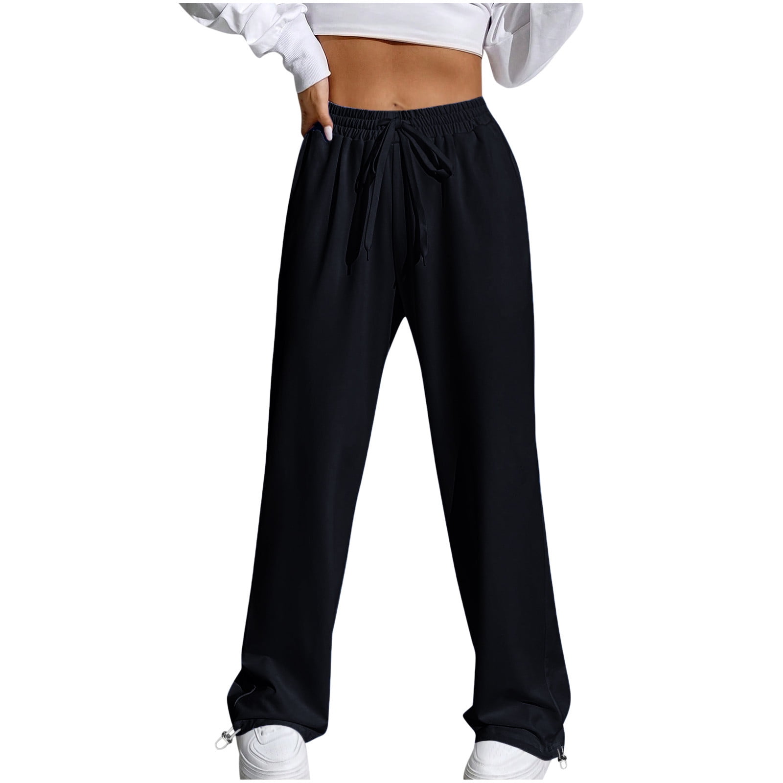 Stamzod Joggers Pants for Women Summer Solid Color Elastic Waist ...