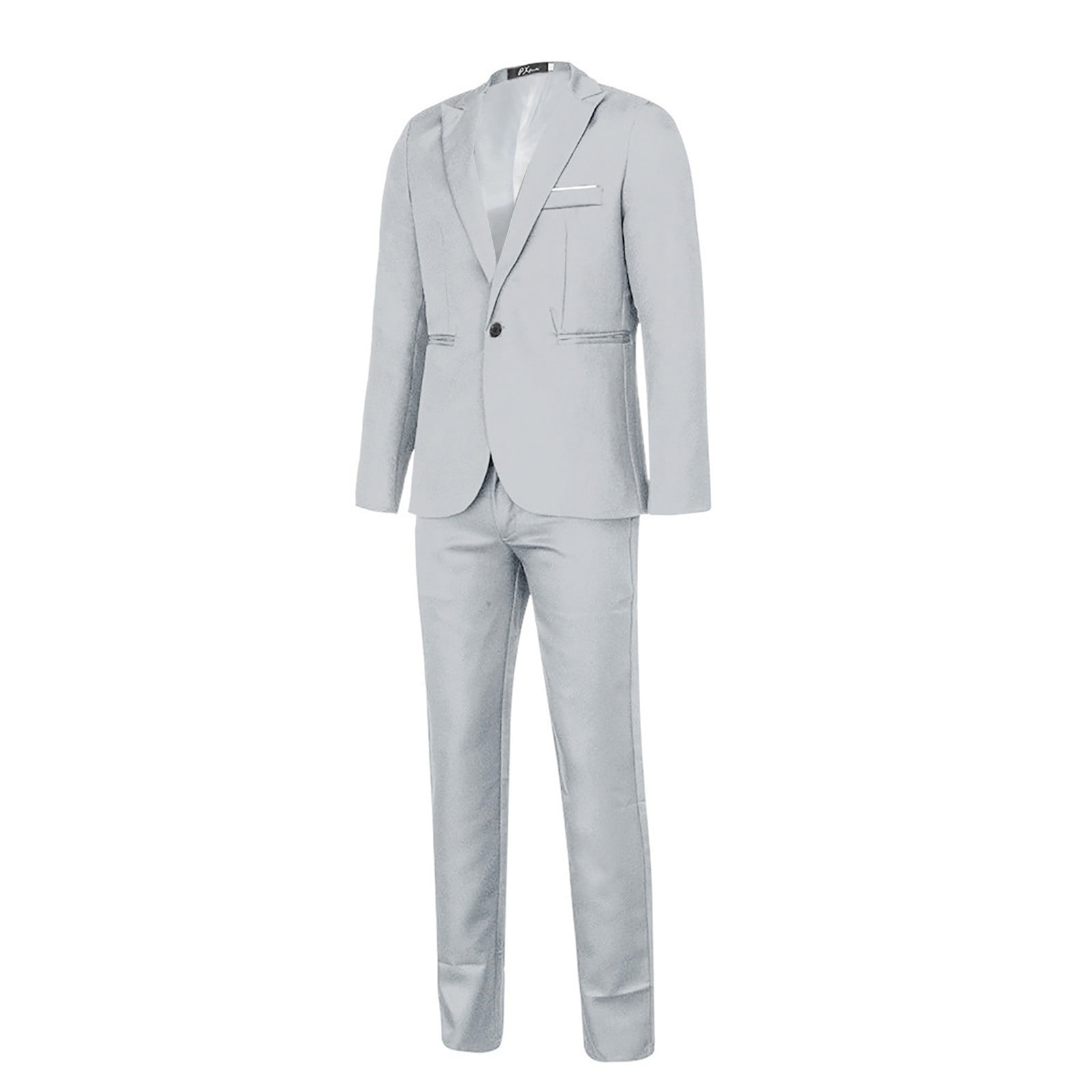 Stamzod Men's 2 Piece Suit, Classic Fit, One Button Tuxedo, Gray XL ...