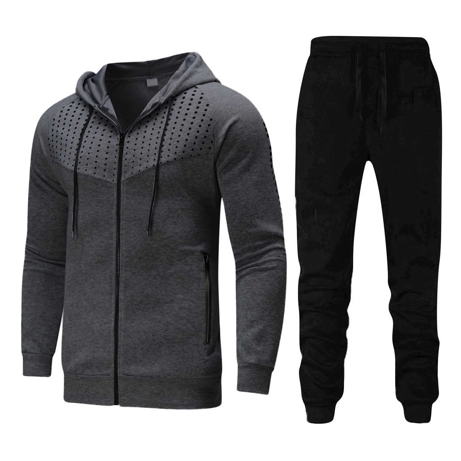 Stamzod Men's Athletic 2 Piece Tracksuit Men's Suits Casual Long Sleeve ...