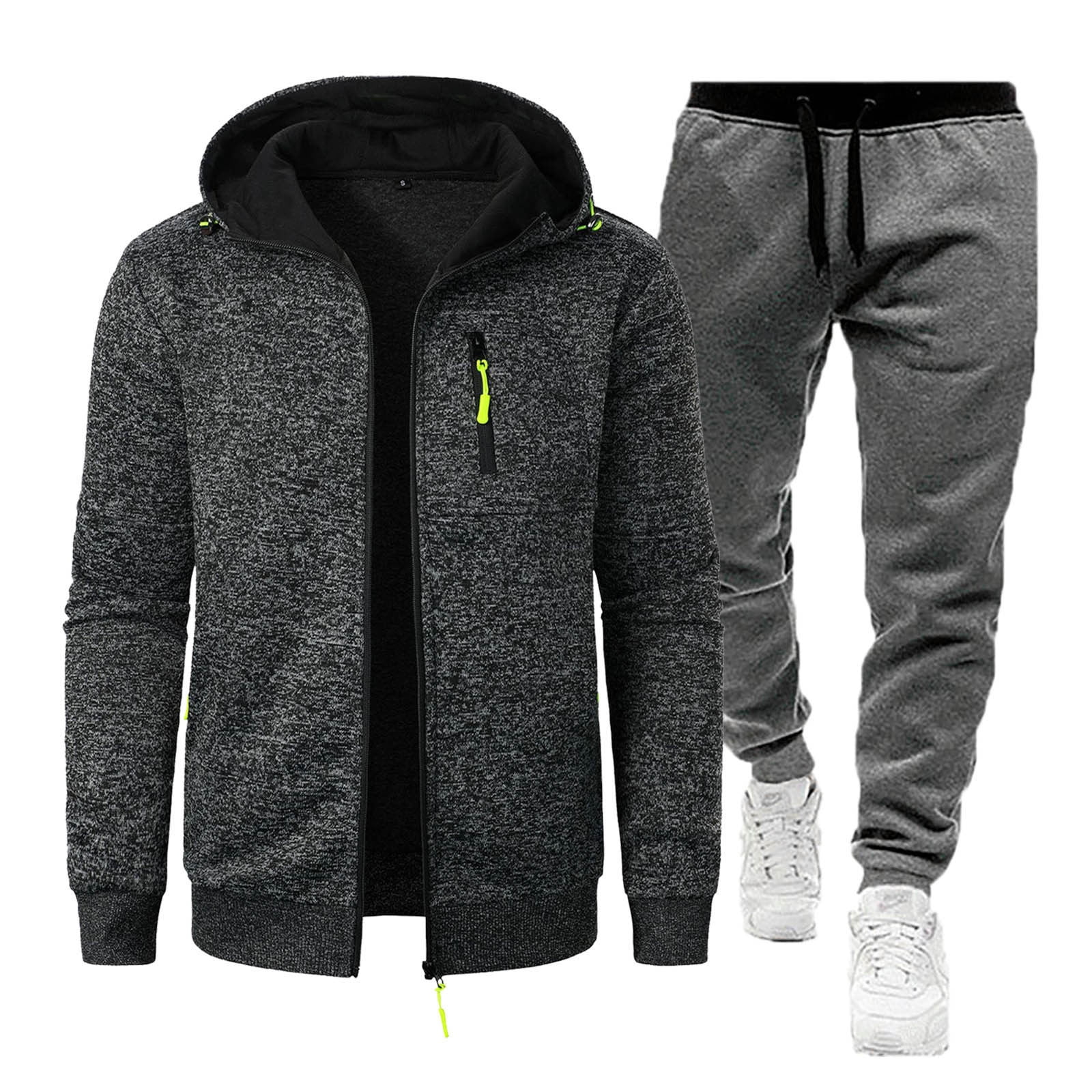 Stamzod Men's Hooded Track Suits 2 Piece Set Full Zipper Long Sleeve ...