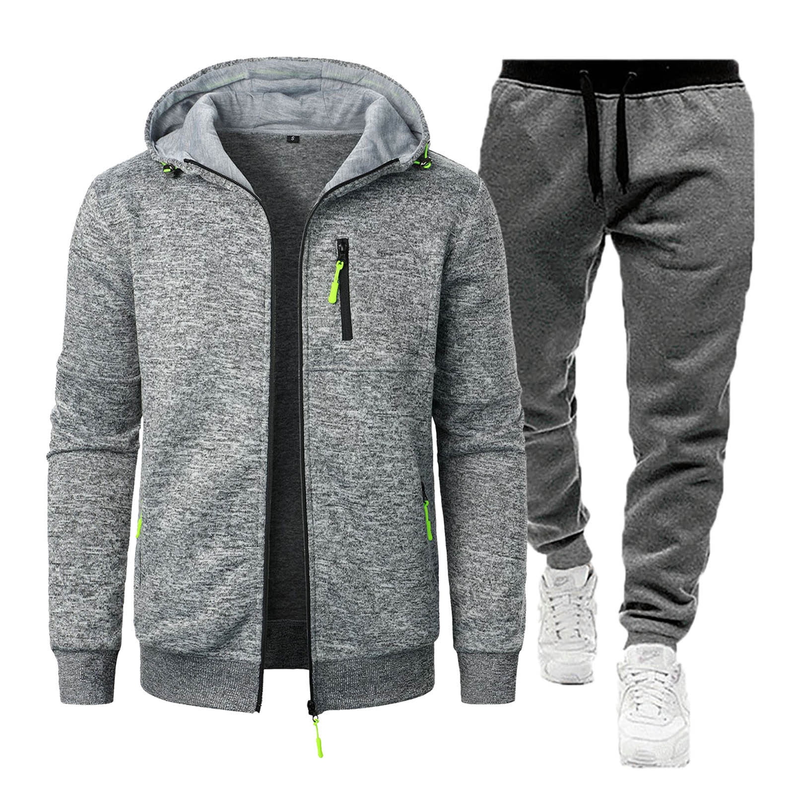 Stamzod Men's Hooded Track Suits 2 Piece Set Full Zipper Long Sleeve ...