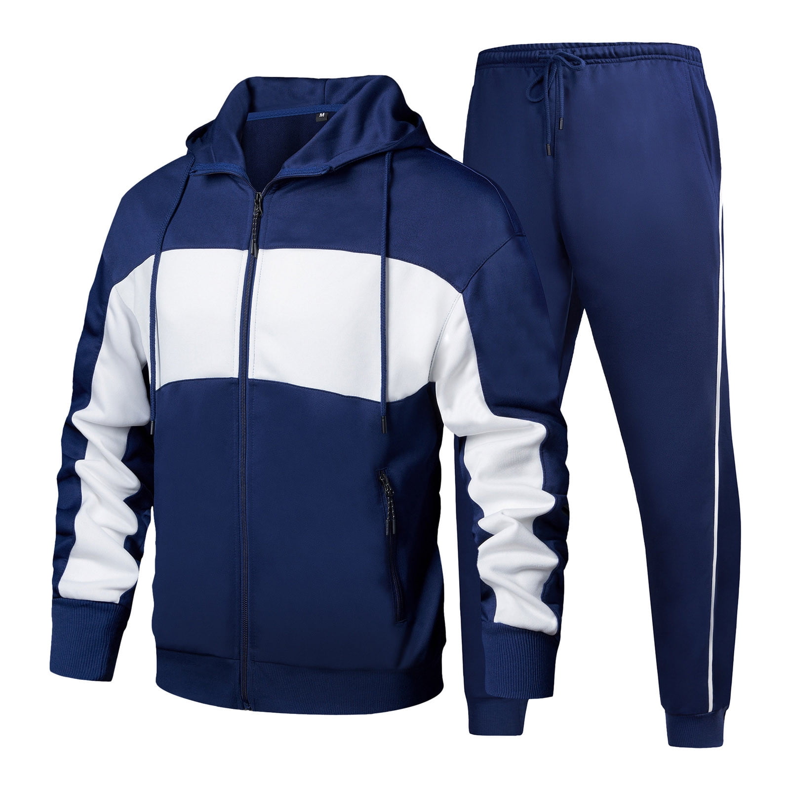 Stamzod Men's Hooded Tracksuit Full Zip Long Sleeve Casual 2 Piece ...