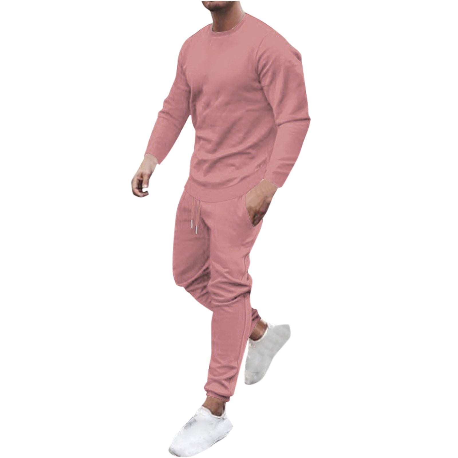 Stamzod Mens Tracksuits Long Sleeve Pullover Sweatsuits For Men Solid Slim Fit Casual