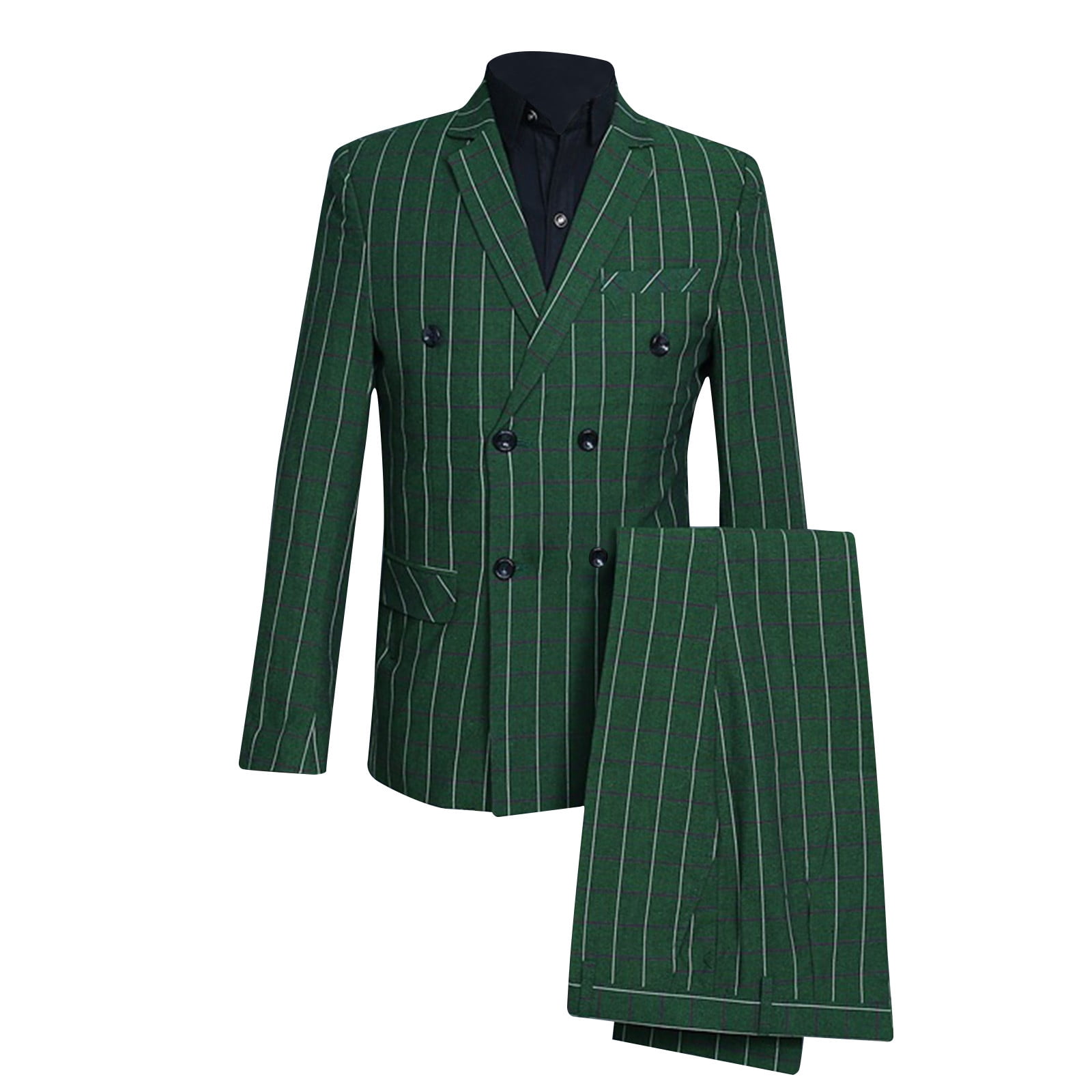 Stamzod Men's Vertical Stripe Tuxedo Blazer Suits Slim Fit Double ...