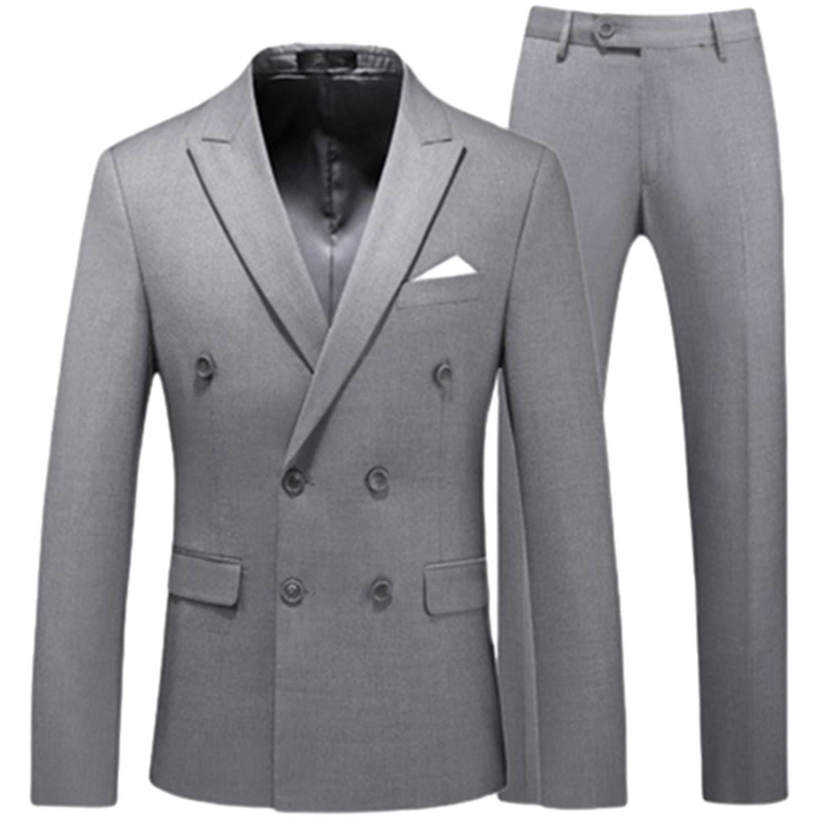 Stamzod Mens 2 Piece Double Breasted Suit Slim Fit Tuxedo Blazer and ...