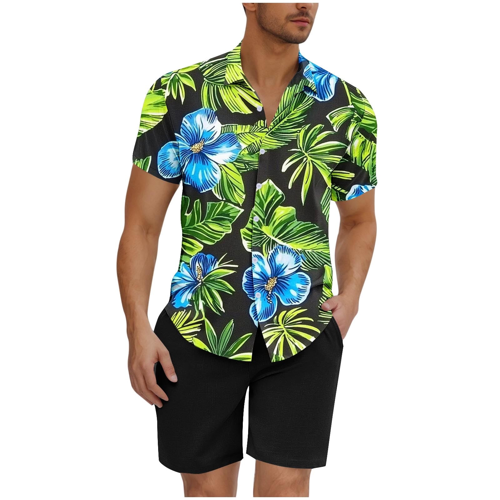 Stamzod Mens 2 Piece Outfits Fashion Tropical Printed Summer Short ...
