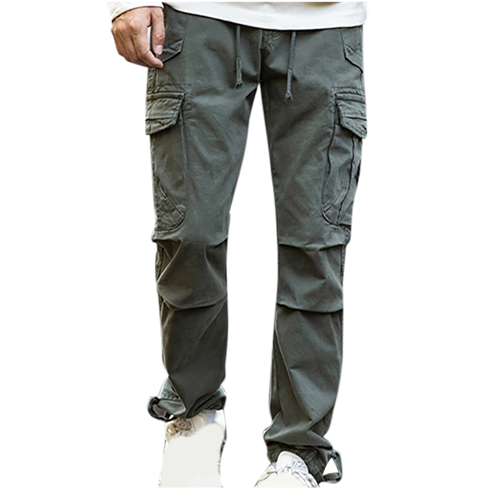 Stamzod Mens Cargo Pants Button Zipper Multi Pockets Combat Work Pants ...
