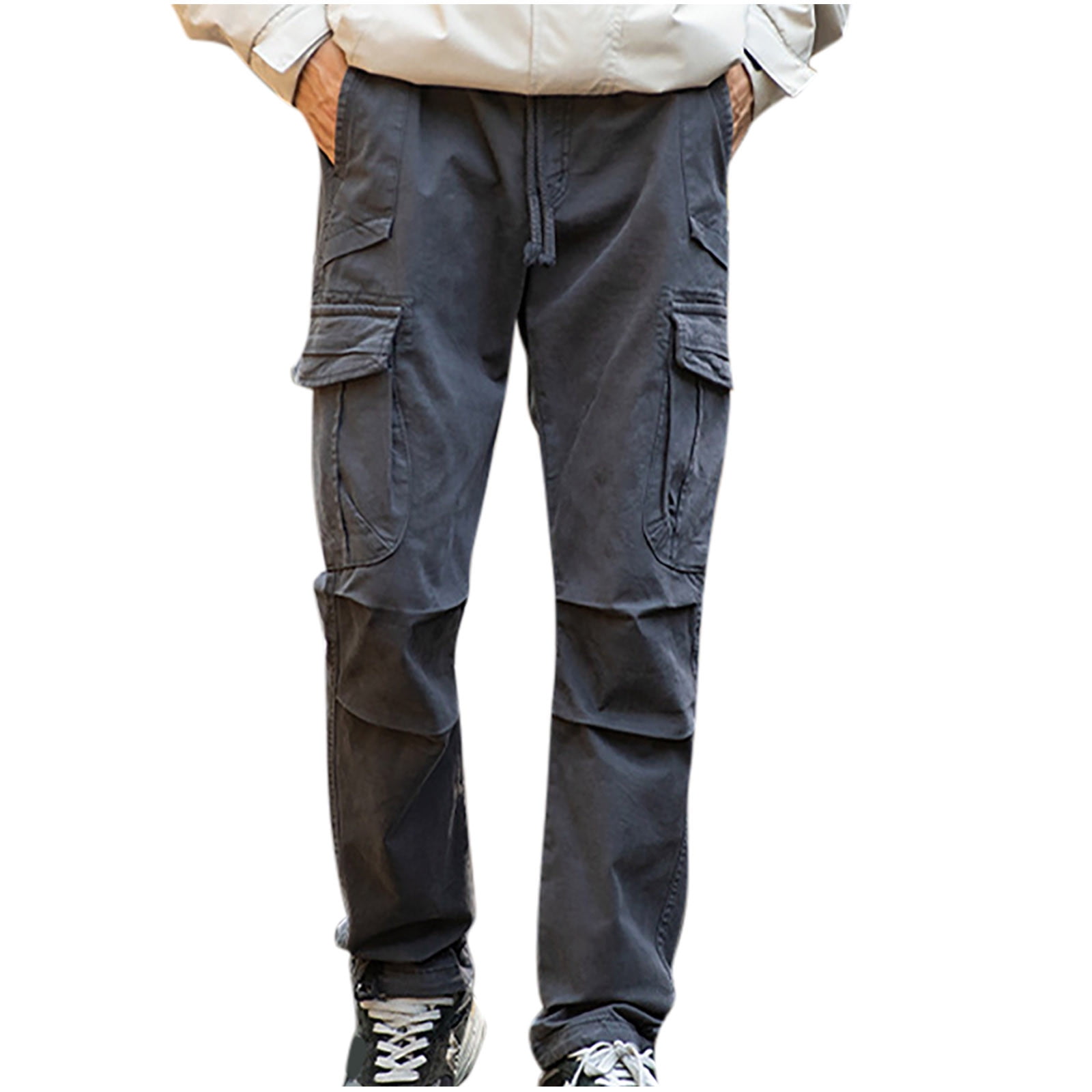 Stamzod Mens Cargo Pants Button Zipper Multi Pockets Combat Work Pants ...
