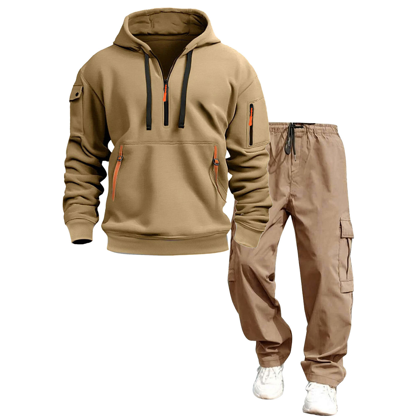 Stamzod Mens Hooded Track Suits 2 Piece Set Quarter Zipper Long Sleeve ...