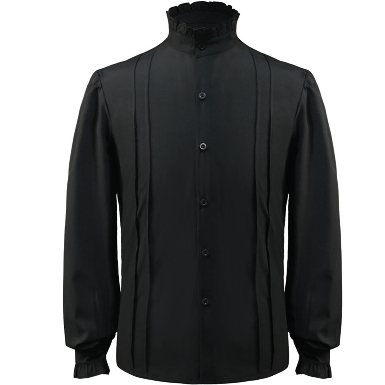 Stamzod Mens Pirate Shirt Ruffle Mock Neck Long Sleeve Renaissance ...