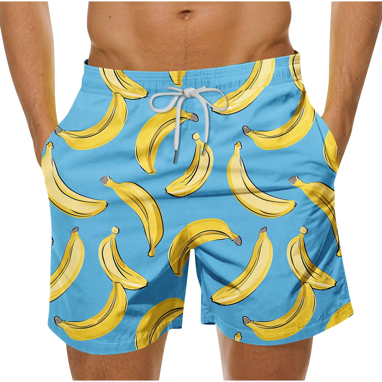 Stamzod Mens Swim Trunks with Pocket Summer Vacatoin Tropical Hawaiian ...