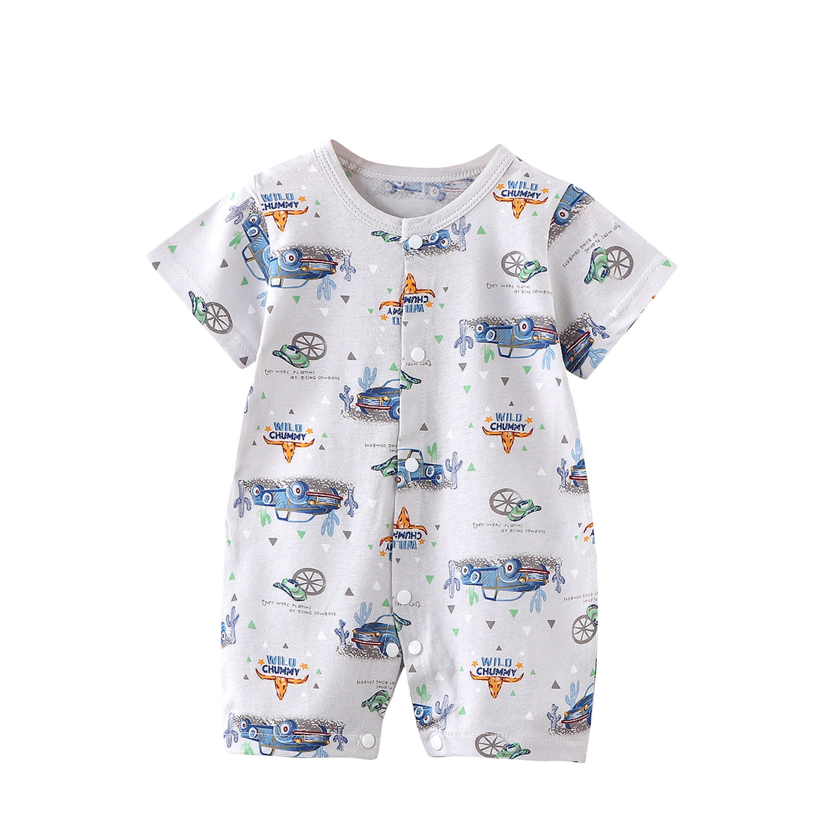 Stamzod Newborn Baby Boy Girl Romper Clearance Button Up Cartoons Print One-Piece Jumpsuit ...