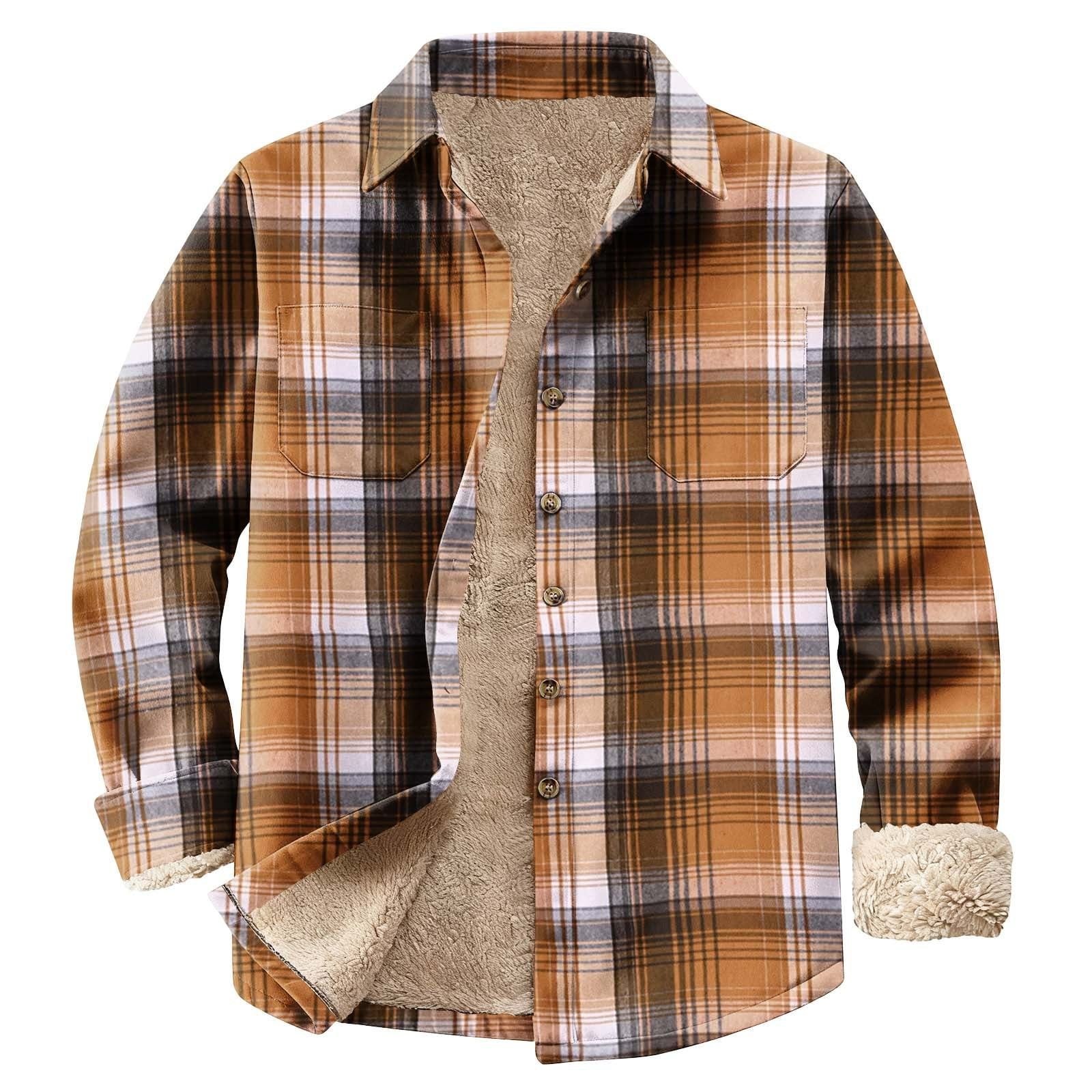 Stamzod Plaid Jacket for Woman Turndown Long Sleeve Button Up Shackets ...