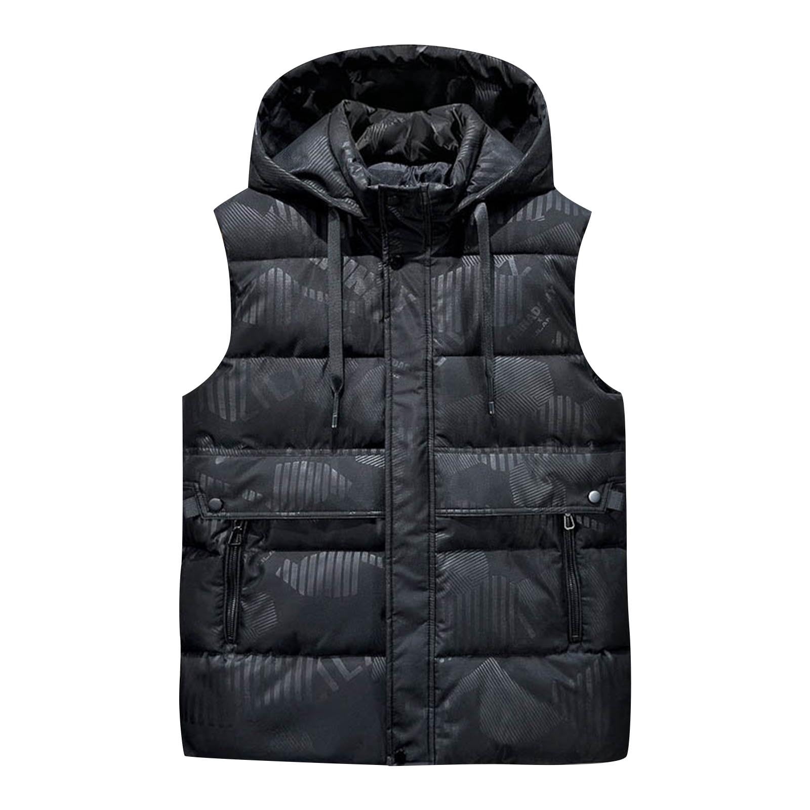Stamzod Quilted Vest for Men Solid Color Sleeveless Winter Coat Casual ...