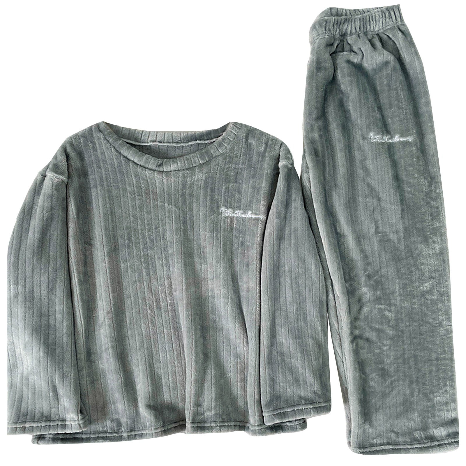 Stamzod Thicken Warm Pajama Sets For Women Soft Coral Velvet Solid ...