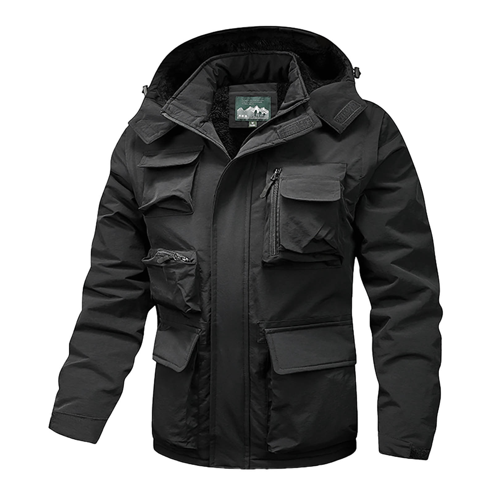 Stamzod Winter Thicked Warm Rain Jacket Men Solid Color Long Sleeve ...