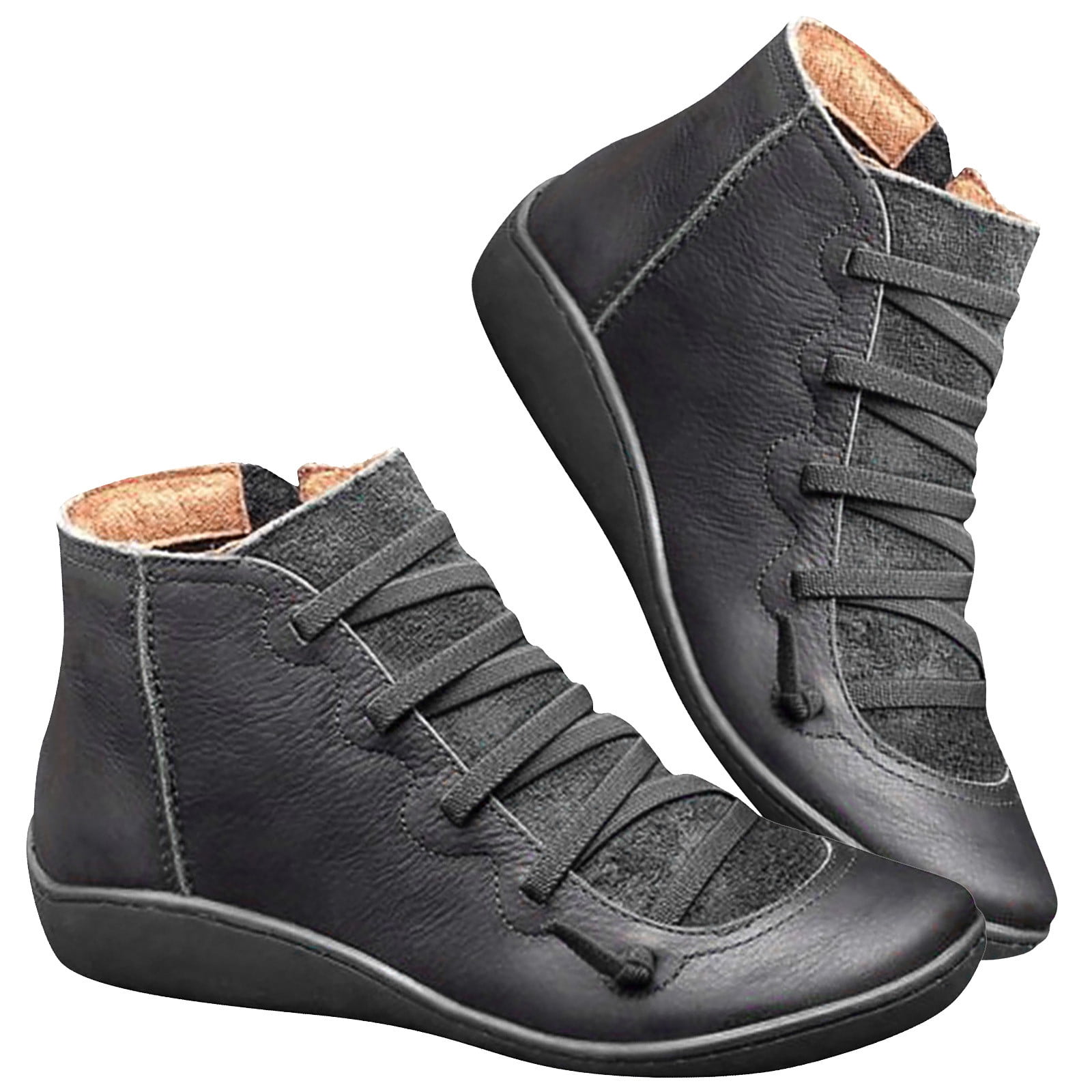 Stamzod Women's Low-heeled Ankle Boots Clearance Women Casual Flat ...