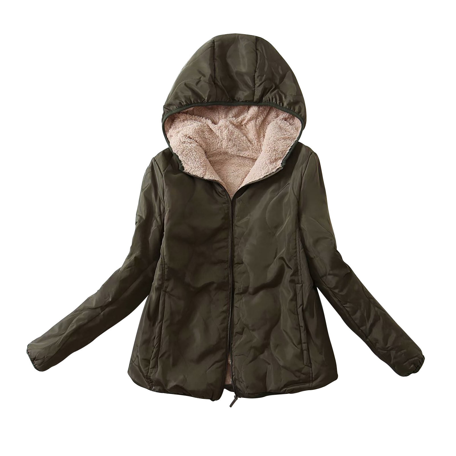 Maplenight Women's Winter Coat Fleece Lining Long Sleeve Zip Up Jackets ...