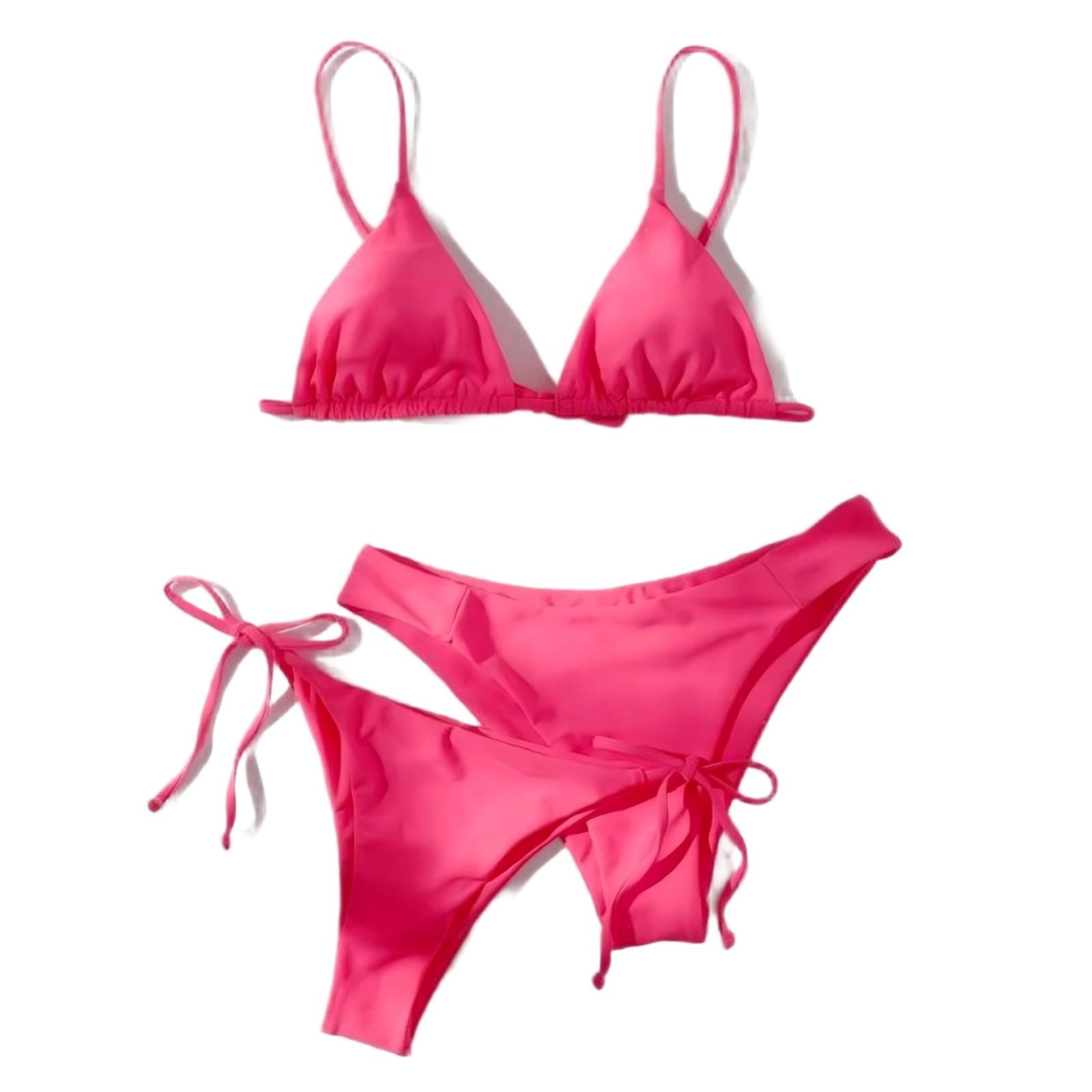 Stamzod Womens 3 Piece Bikini Set Solid Color Backless Strap Bikini ...