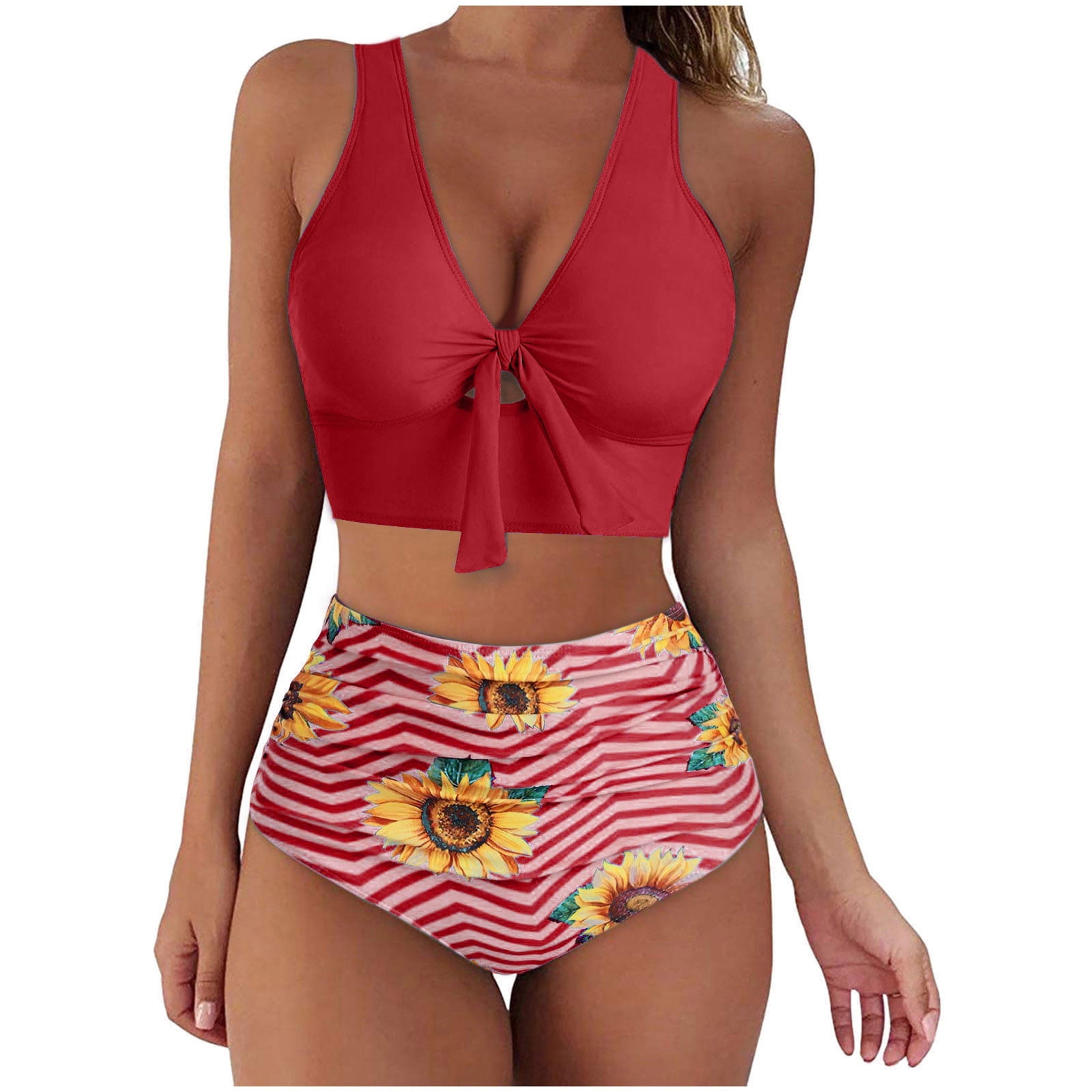 Stamzod Womens Bathing Suits High Waisted Push Up Two Piece Bikini