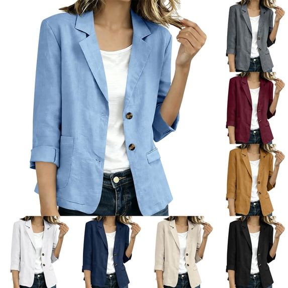 Stamzod Womens Blazers for Work Casual Long Sleeve Button Work Jacket ...