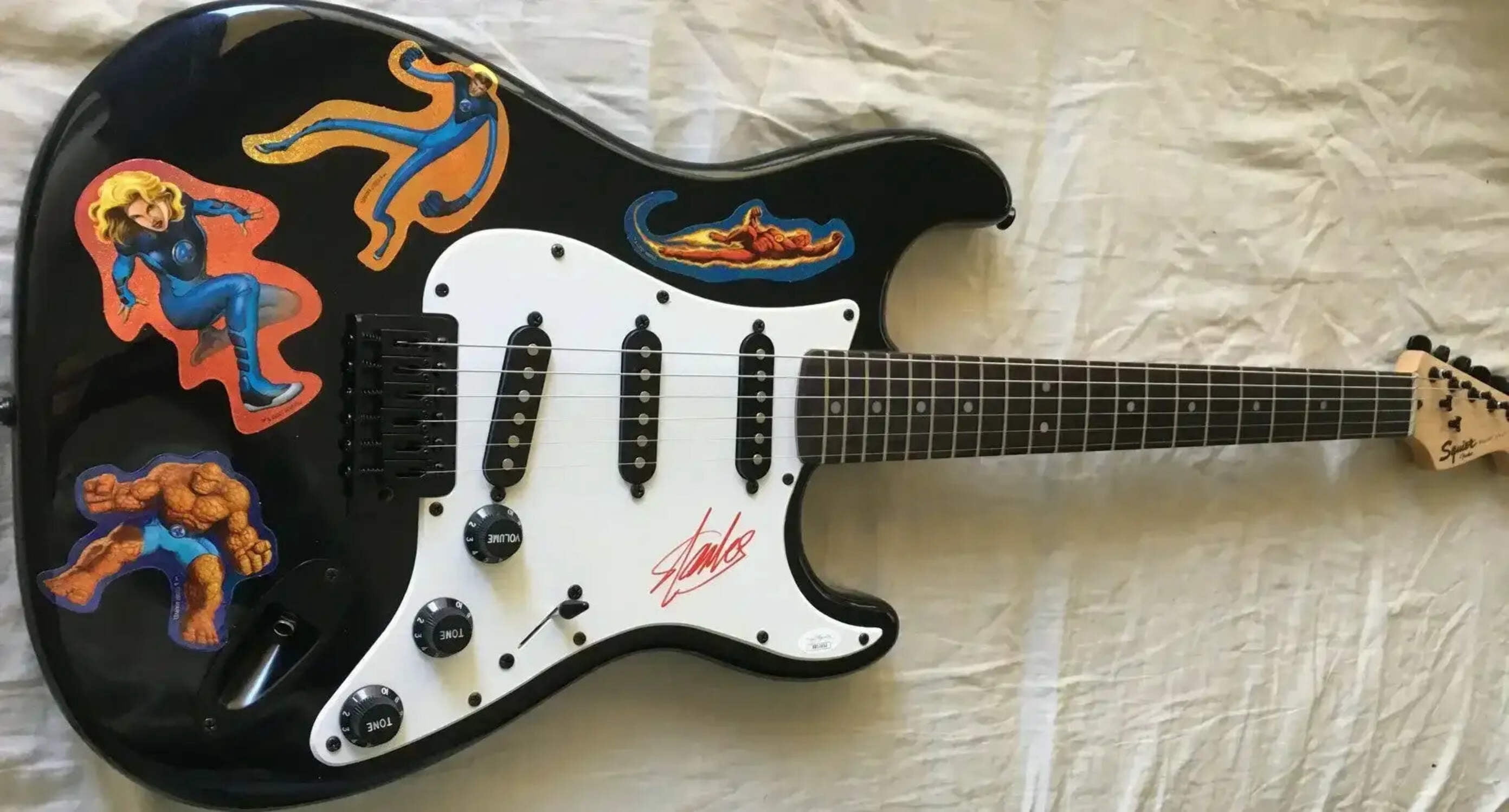 Stan Lee autographed Fantastic Four Fender Squier Bullet electric ...