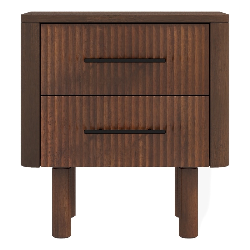 Stan Mid Century Solid Wood Walnut Nightstand Bed Side Tables with 2 ...