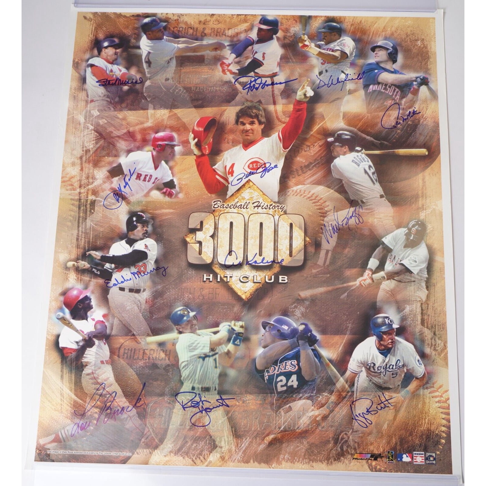 Stan Musial Rod Carew Carl Yastrzemski +9 Signed 25x30 3000 Hit Club ...