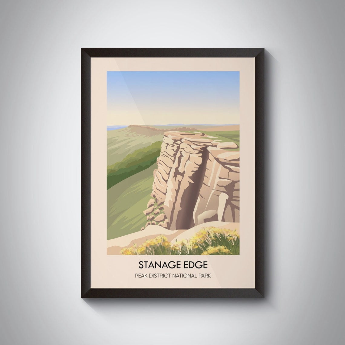 Stanage Edge Travel Poster, Peak District National Park Print, High ...