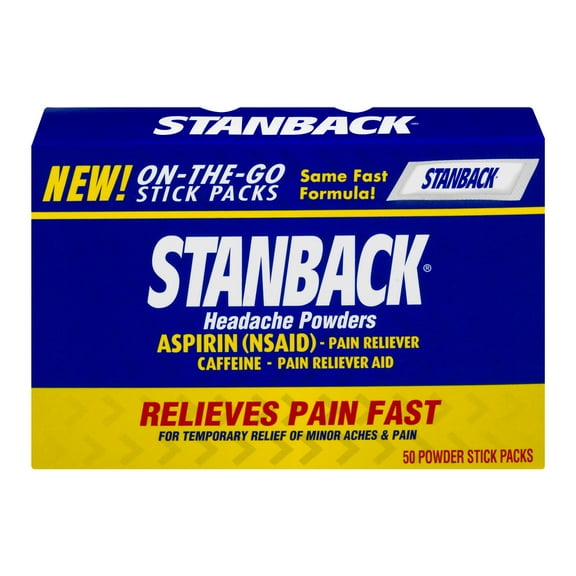 Stanback Headache Powder, Pain Reliever, 50 Count, Reduces Fever and ...