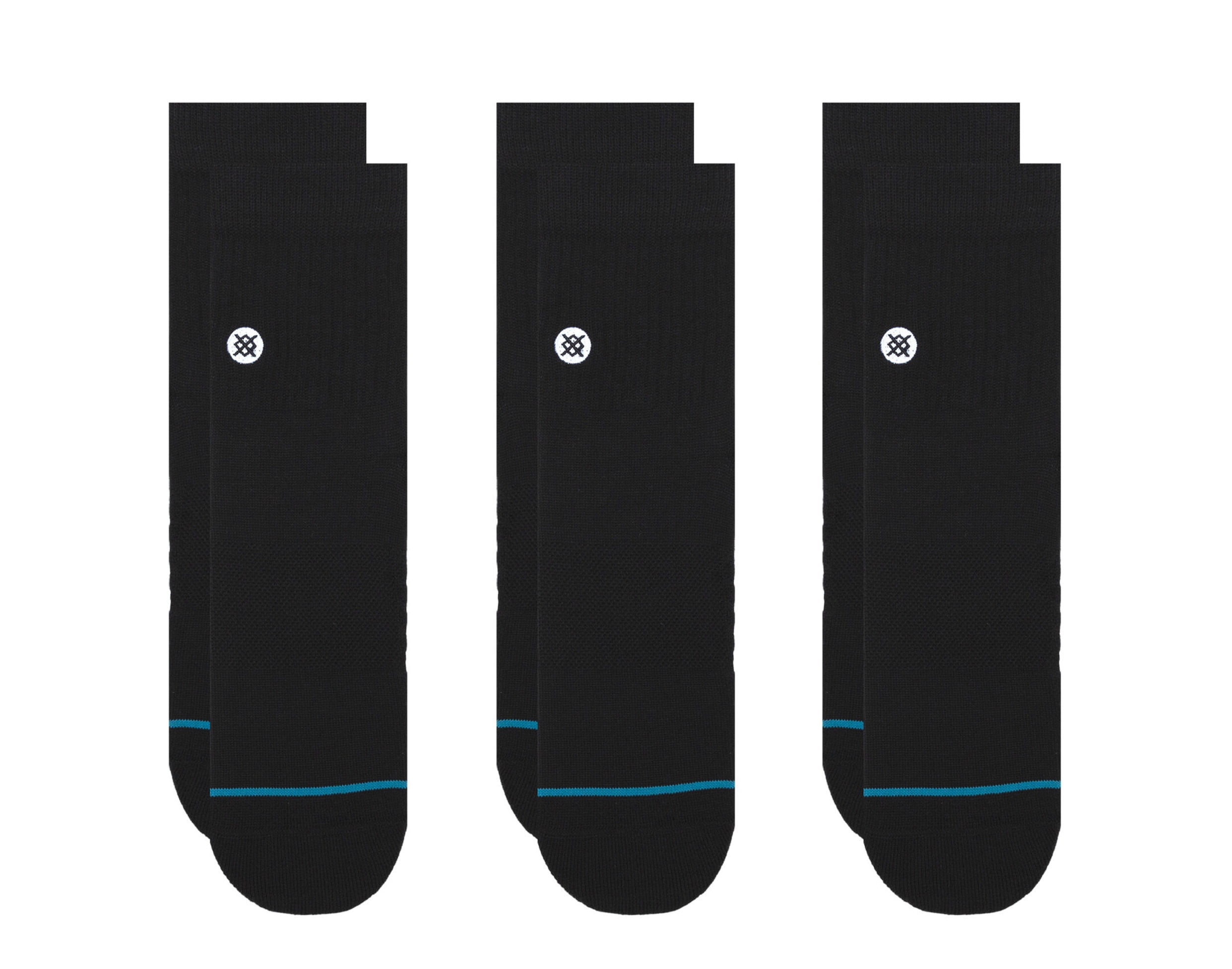 Stance Unisex Quarter Socks 3-Pack - Icon Quarter, Logo, Basic Black 38 ...
