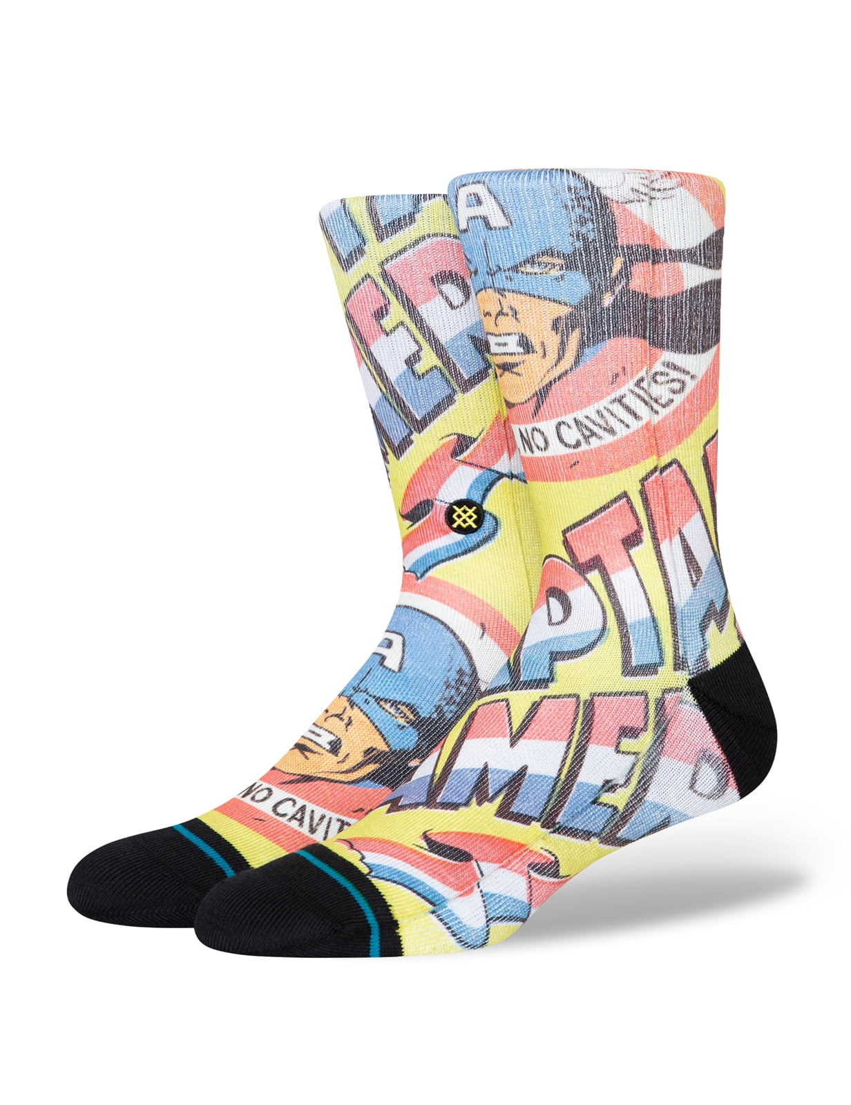Stance Marvel No Cavities Captain America Crew Socks Yellow in size US ...