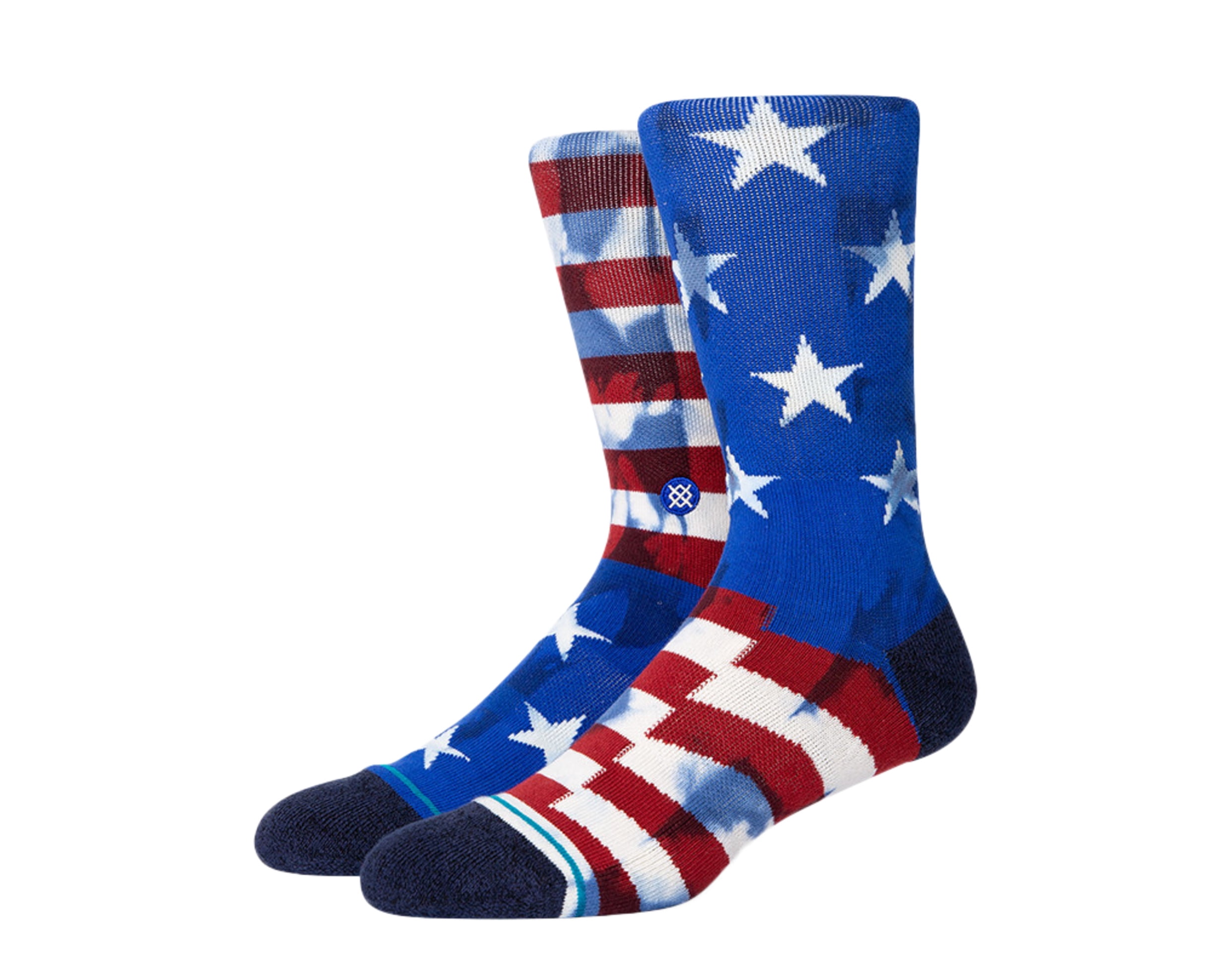 Stance Crew Socks, Navy, Tie-Dye Print, Cushioning, Arch Support, Large ...