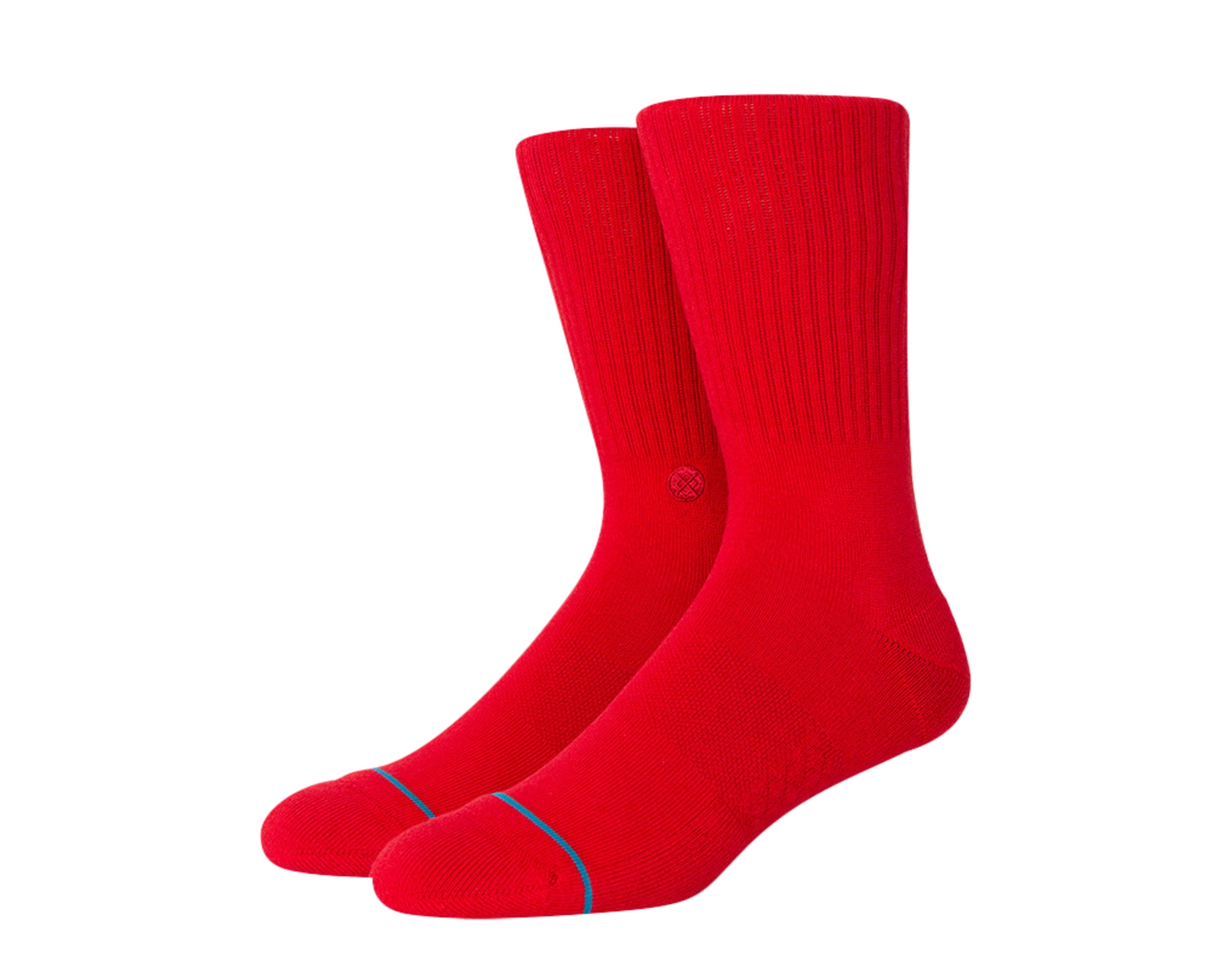 Stance Mens Icon Red Crew Socks, Combed Cotton, Arch Support, Seamless ...
