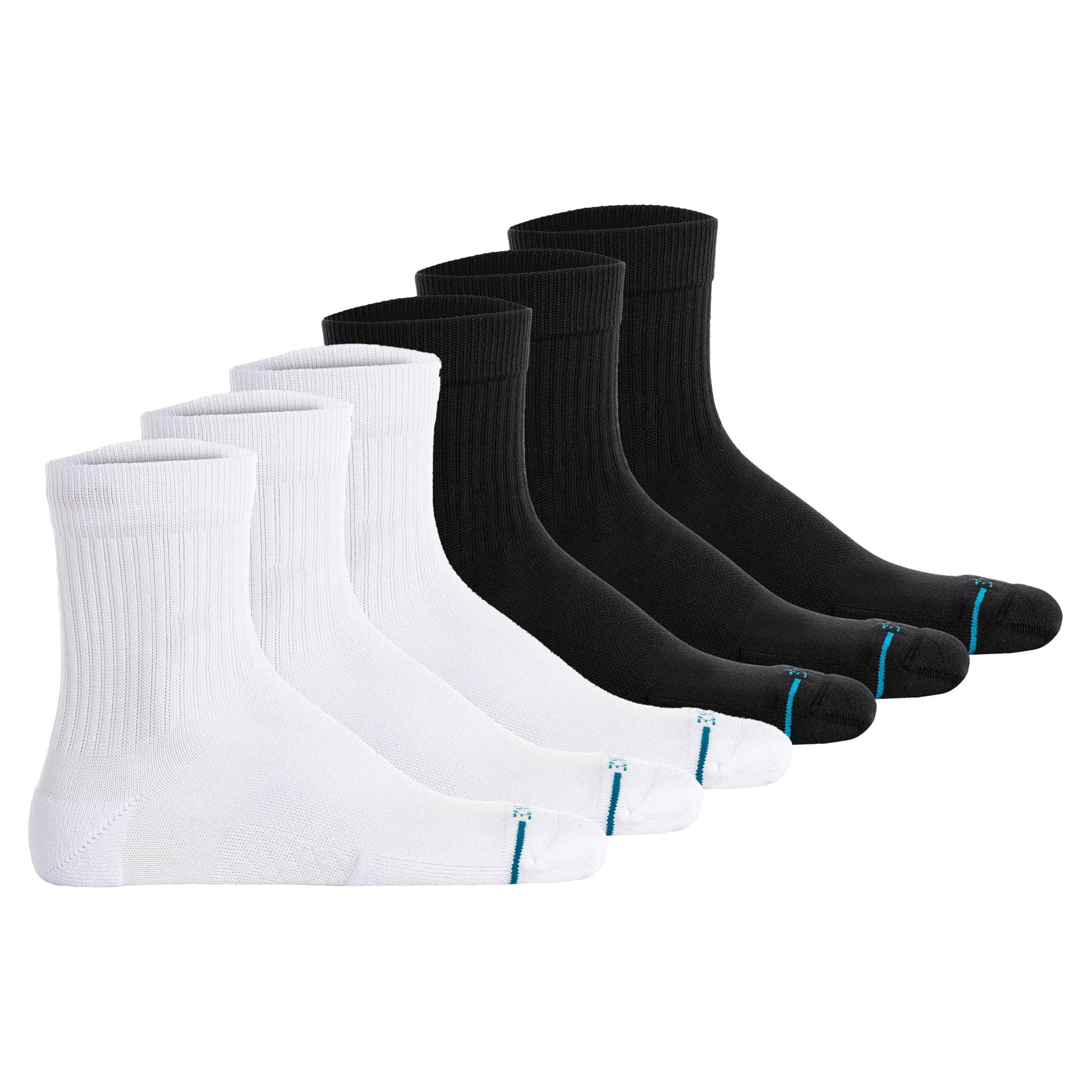 Stance Unisex Quarter Socks 6-Pack - Icon Quarter, Logo, Basic Black ...