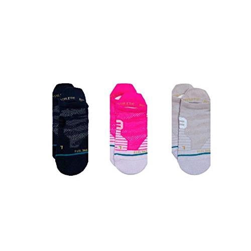 Stance Women's Watch Me 3-Pack Athletic Ankle Socks (Black, Pink, Grey ...