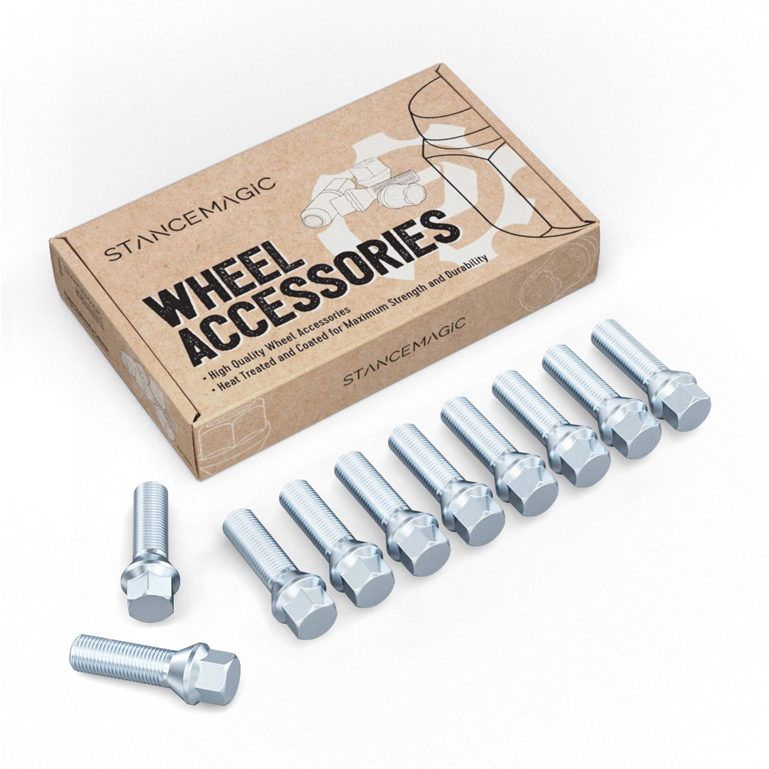 StanceMagic - 10pcs Extended Lug Bolts 14x1.5 (40mm Shank Length - Not ...