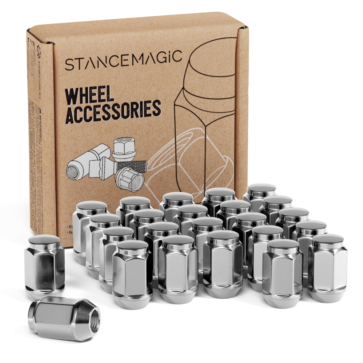 StanceMagic 24pcs Bulge Closed End Lug Nuts - 1/2x20 Threads, Cone Seat ...