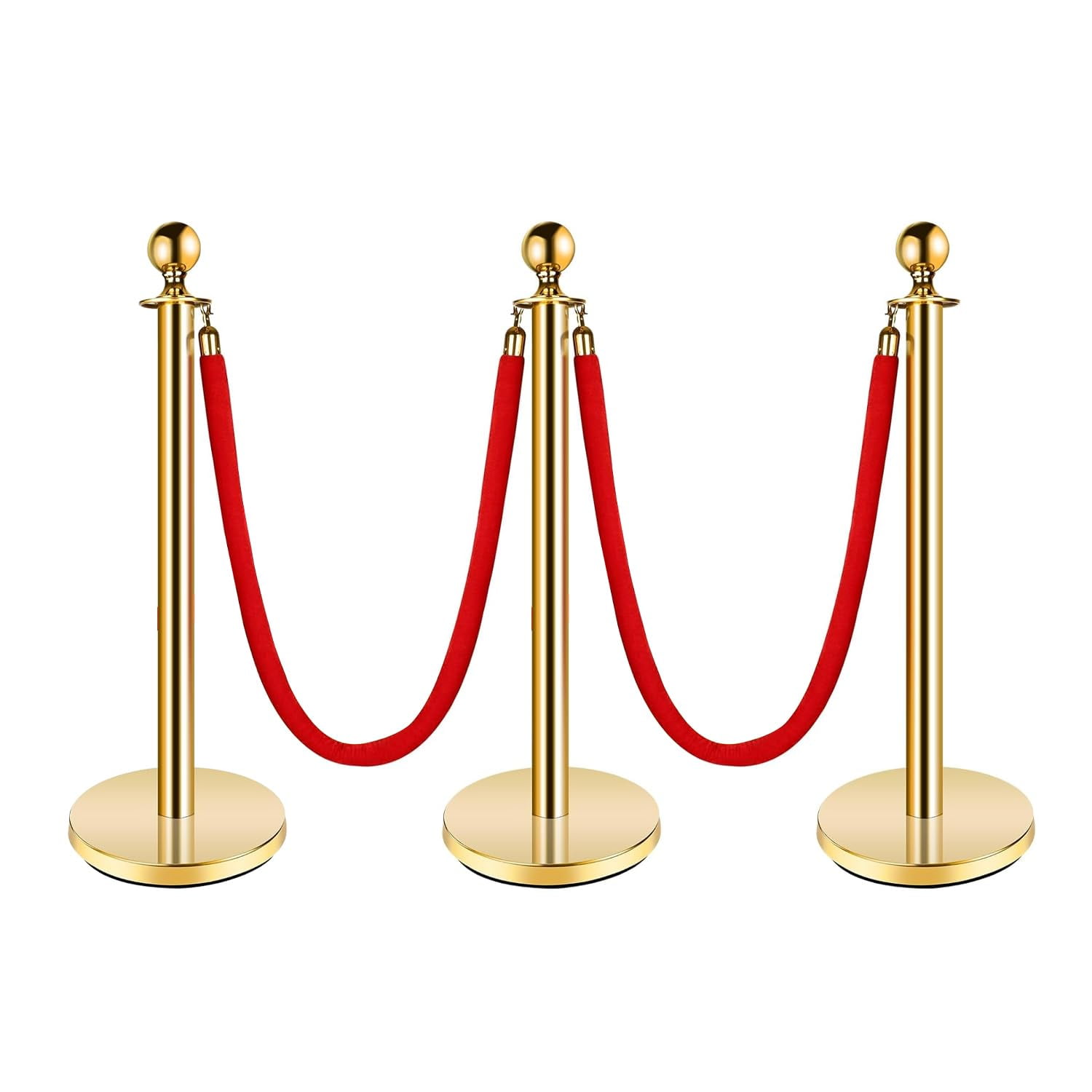 Stanchion Post with Velvet Rope, VIP Stanchion Queue Pole Barrier Posts ...