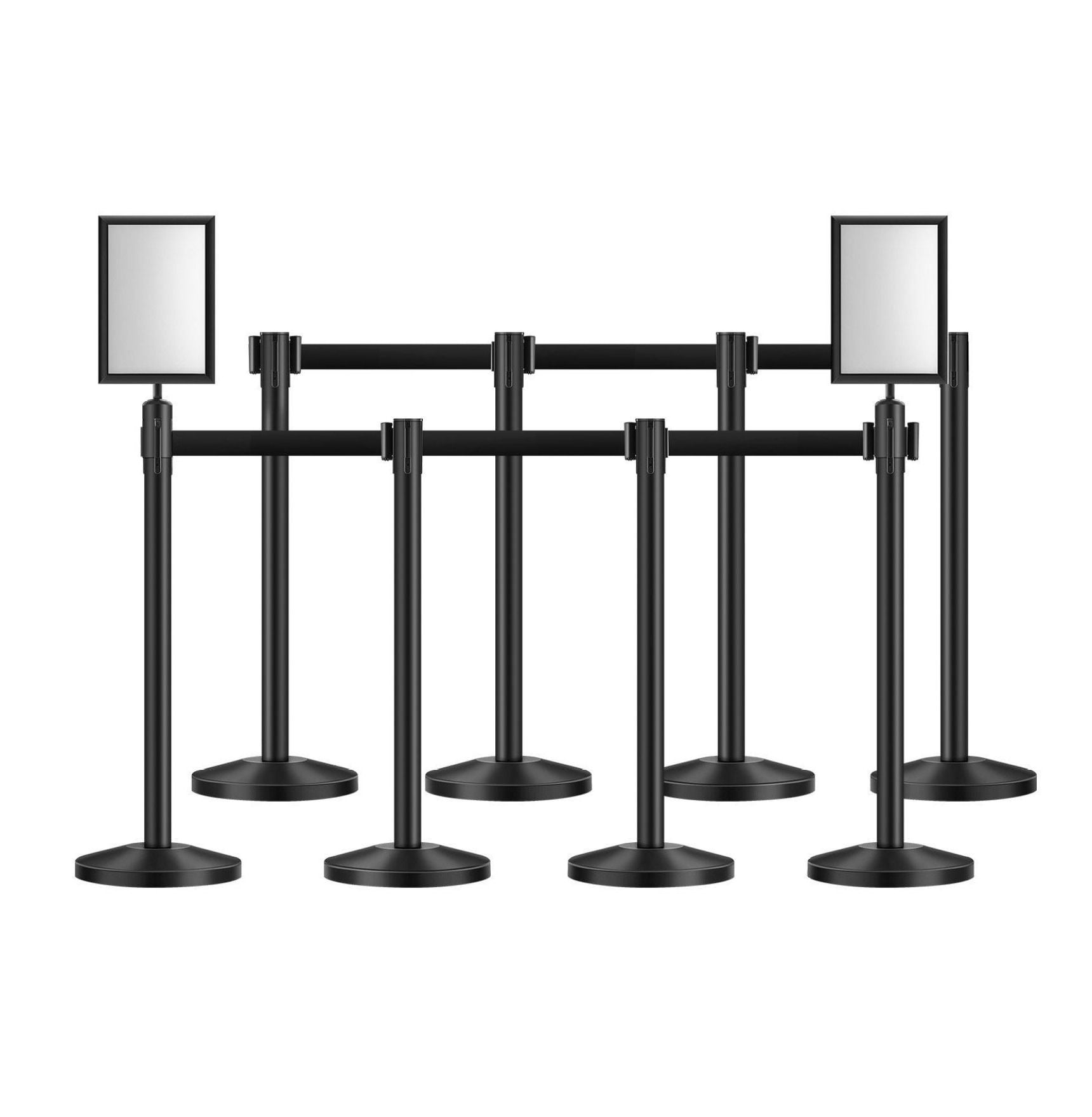 Stanchion Posts 8-Pack, Retractable Belt Crowd Control Barriers - Black ...