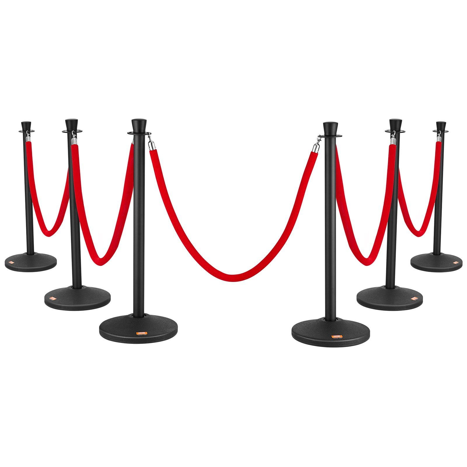 Stanchion Posts with Velvet Ropes, 6-Pack Crowd Control Stanchion with ...