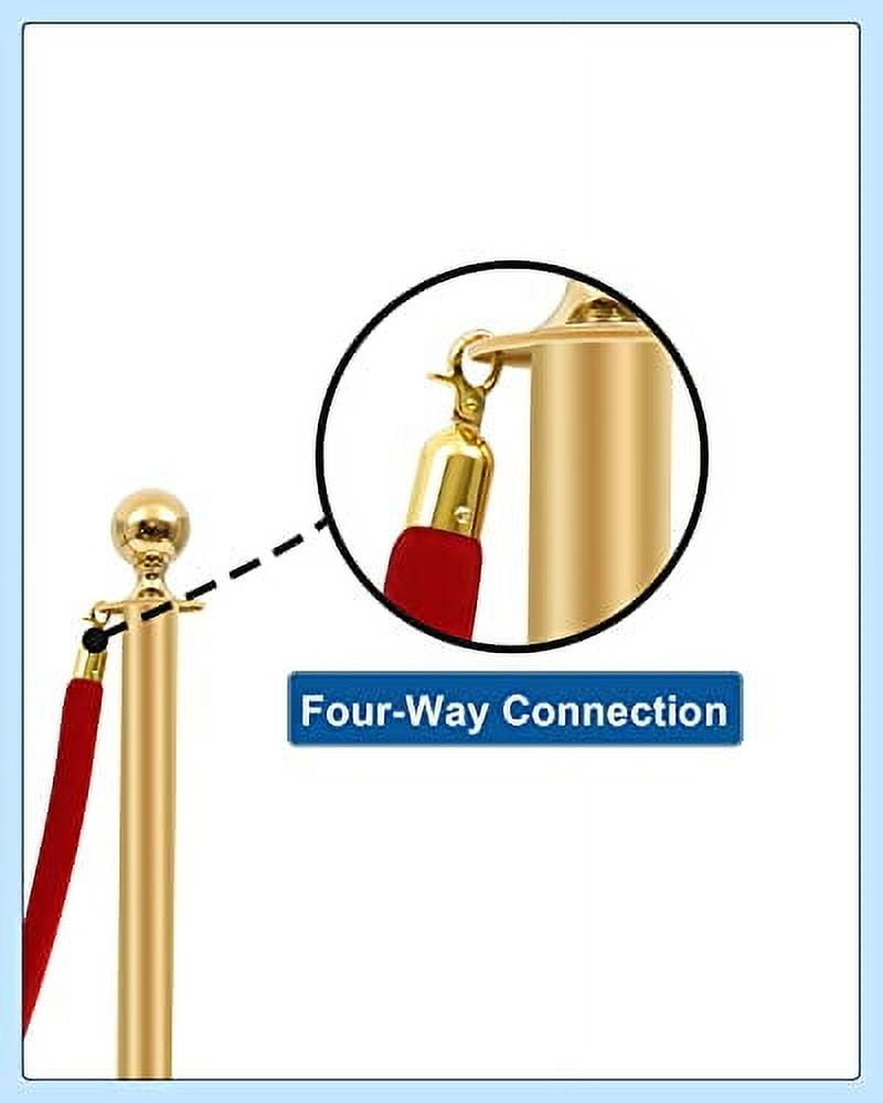 Stanchions Crowd Control Barriers Golden Stanchion with 4.8 Foot Red ...