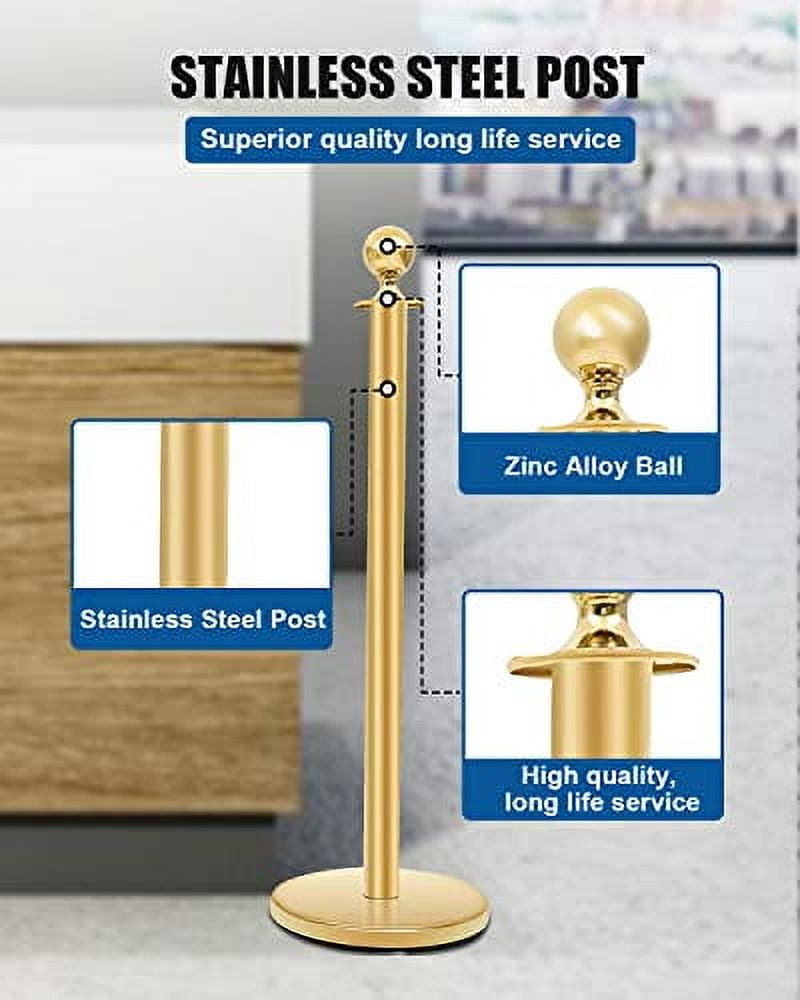 Stanchions Crowd Control Barriers Golden Stanchion with 4.8 Foot Red ...