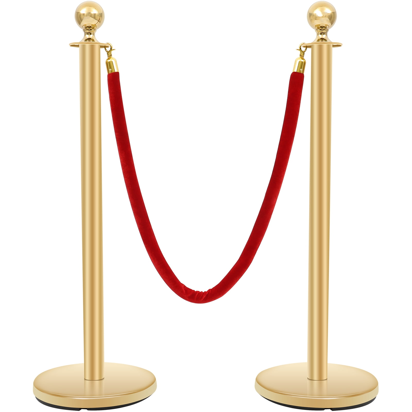 Stanchions Crowd Control Barriers Golden Stanchion with 5 Foot Red Velvet Rope Line Dividers for ...