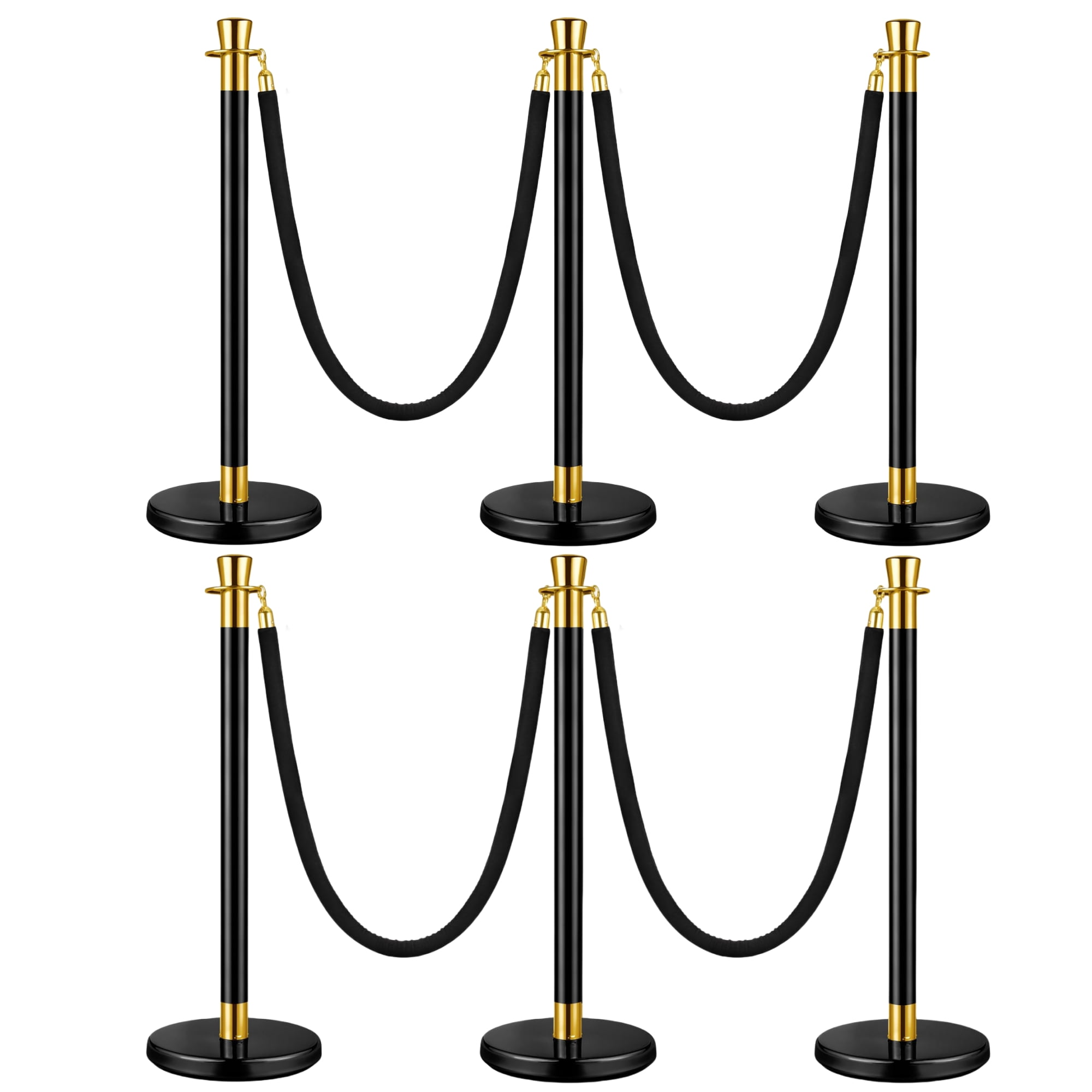 Stanchions and Velvet Ropes, 6 Pcs Crowd Control Barriers with 4 Black ...