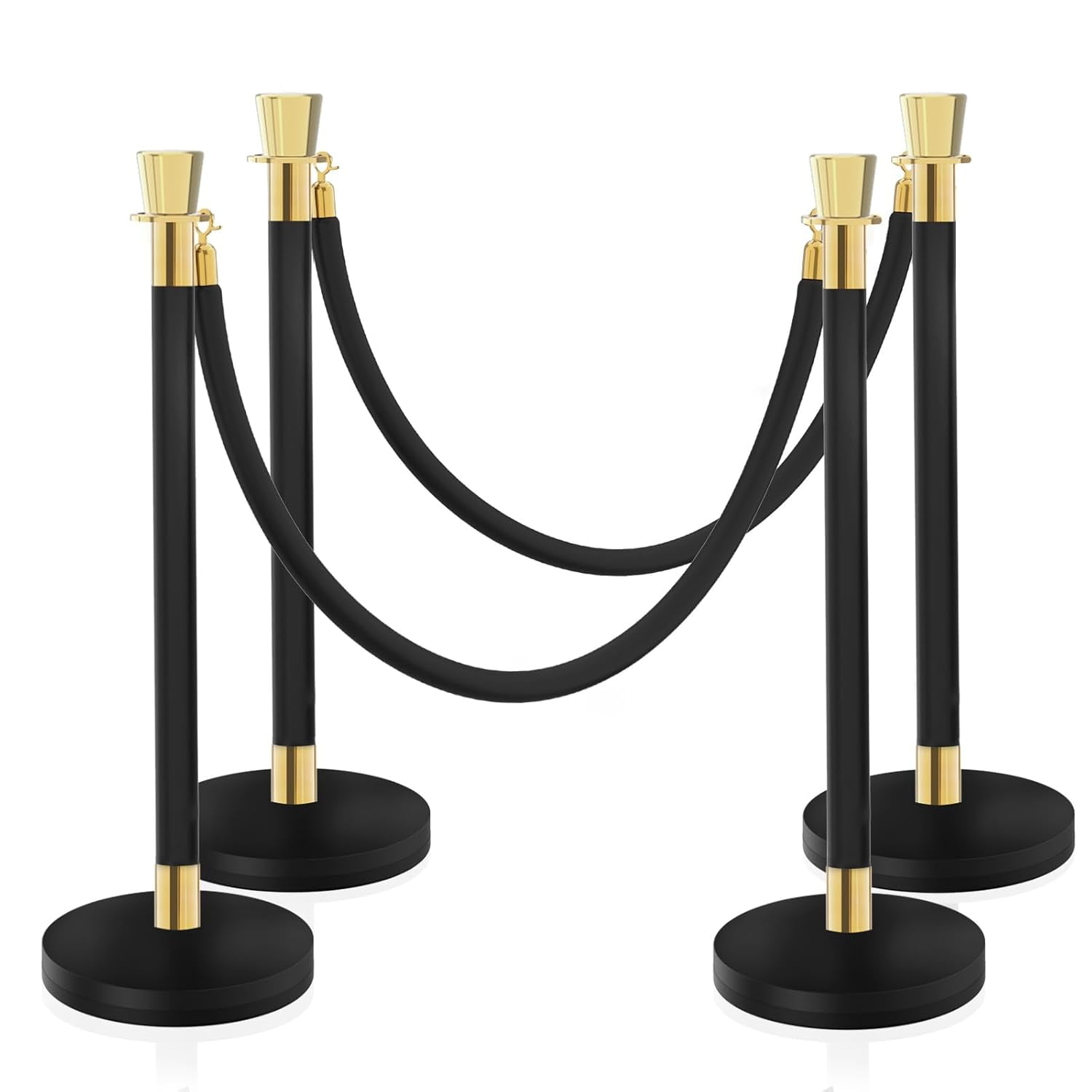 Stanchions and Velvet Ropes, Crowd Control Barrier, Black Stanchions ...