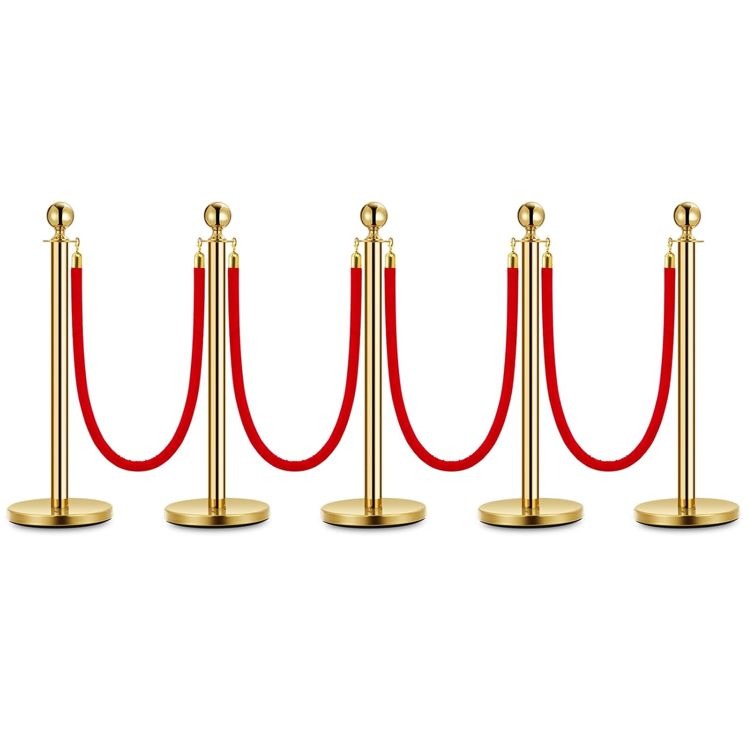 Stanchions and Velvet Ropes, Crowd Control Barriers Queue Pole,Red ...