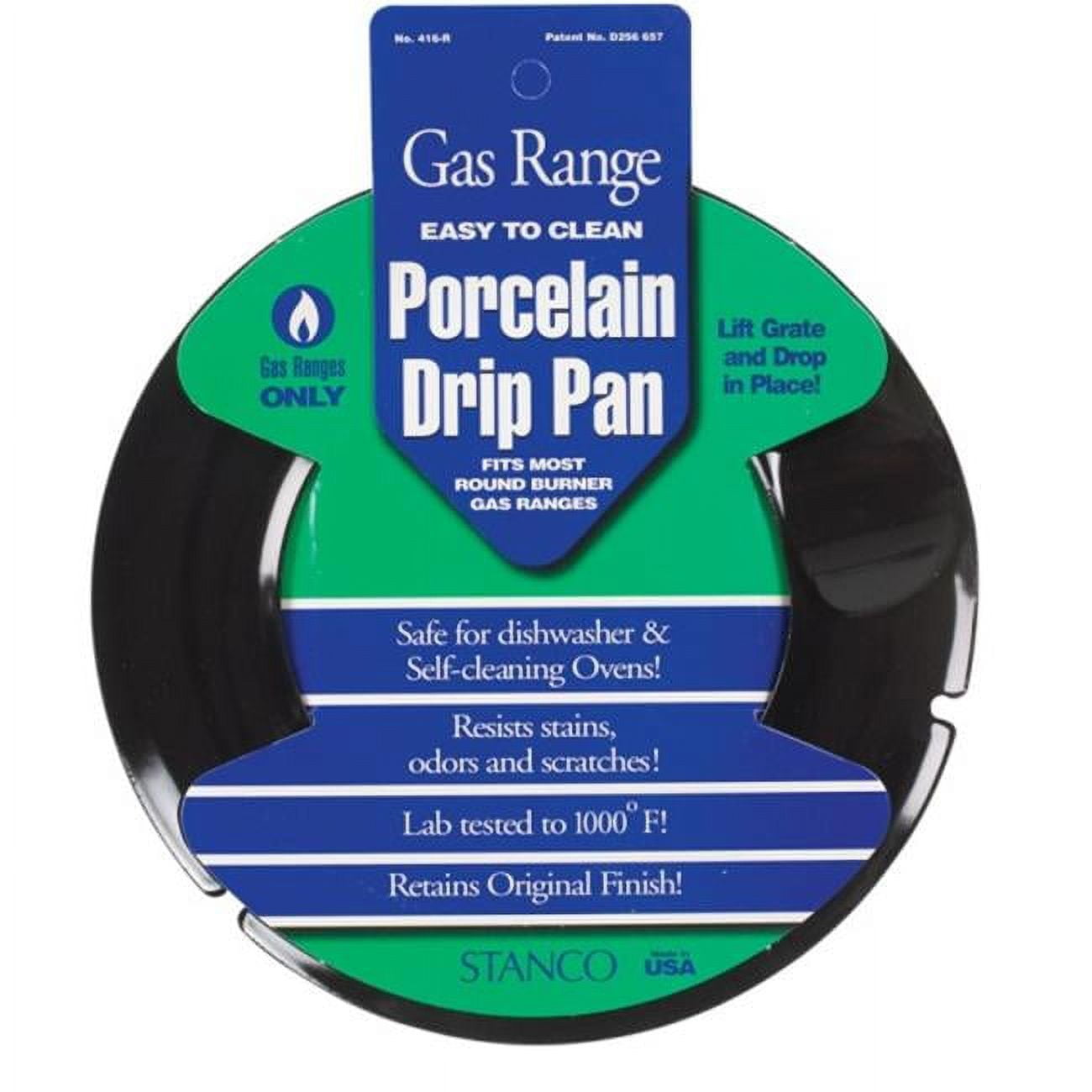 Stanco Porcelain Gas Range Drip Pan, Black, 7 in, Resists Stains and ...