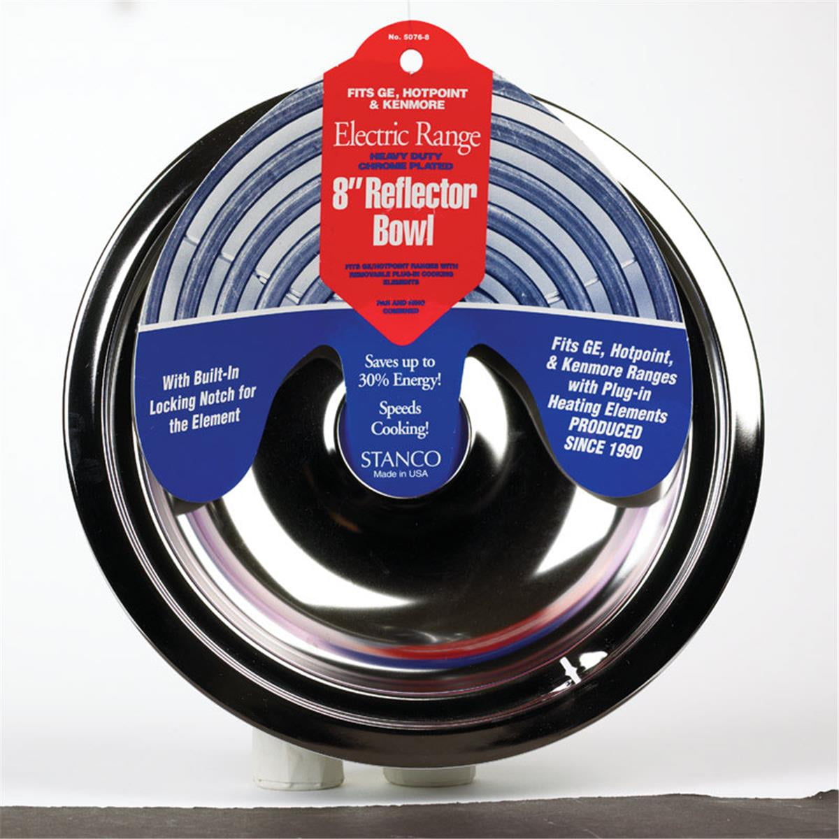 STANCO METAL PROD Electric Range Reflector Bowl, Lock Notch, Chrome, 8 ...