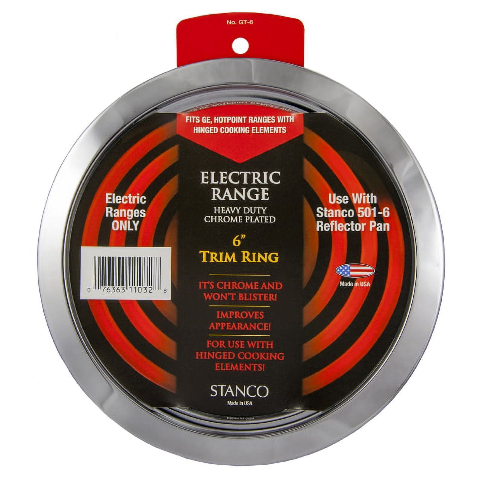 STANCO METAL PROD Electric Range Trim Ring, Chromed Steel, 6-In. GT-6 ...